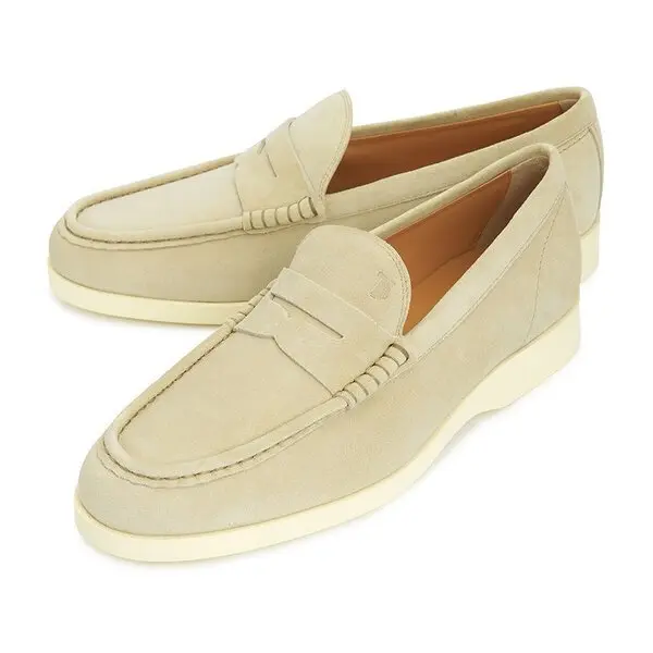 TOD'S Topstitching Penny Loafers - Nude