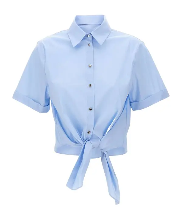 Liu Jo Cropped Tie-front Shirt - Blue