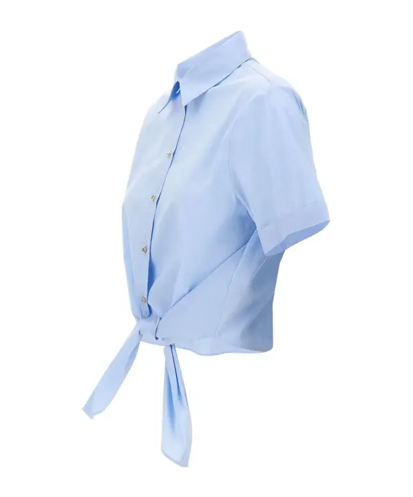 Liu Jo Cropped Tie-front Shirt - Blue
