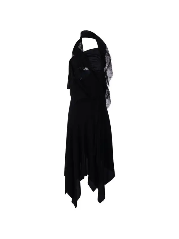 Junya Watanabe Lace-trim Halterneck Handkerchief-hem Dress - Black