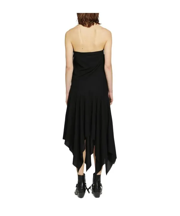 Junya Watanabe Lace-trim Halterneck Handkerchief-hem Dress - Black