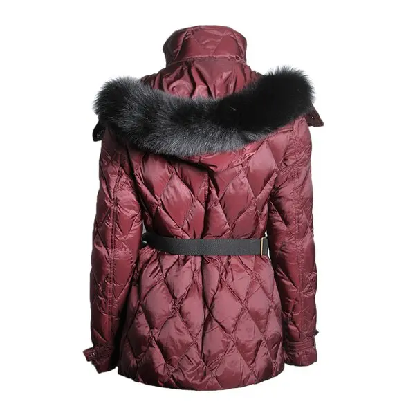 Burberry Double-breasted Quilted Down Jacket With Hood And Belt