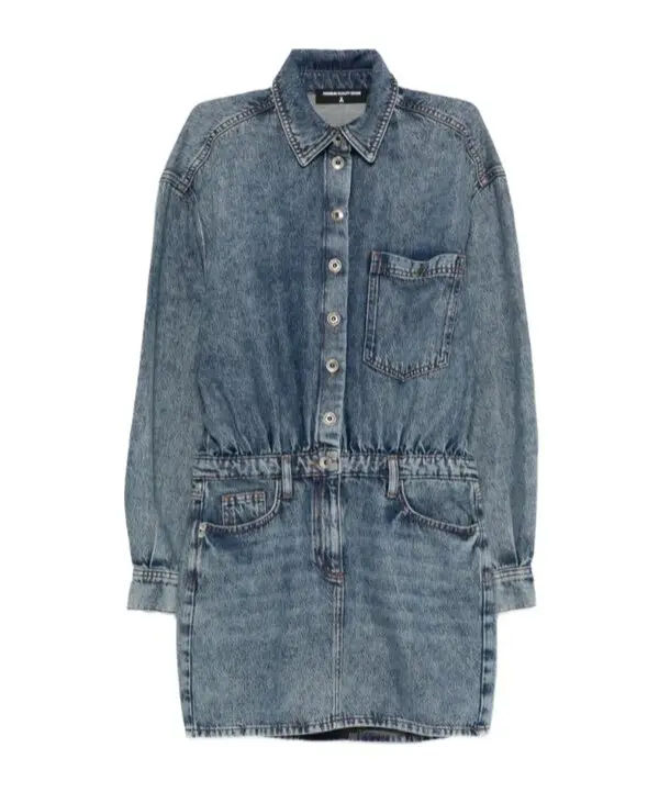 Patrizia Pepe Belted Denim Shirt Dress - Blue