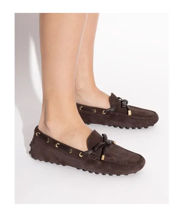 TOD'S Gommino Loafers With Tie Detailing - Brown