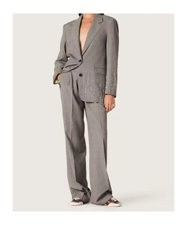 GOLDEN GOOSE Wide-leg Checked Trousers - Grey