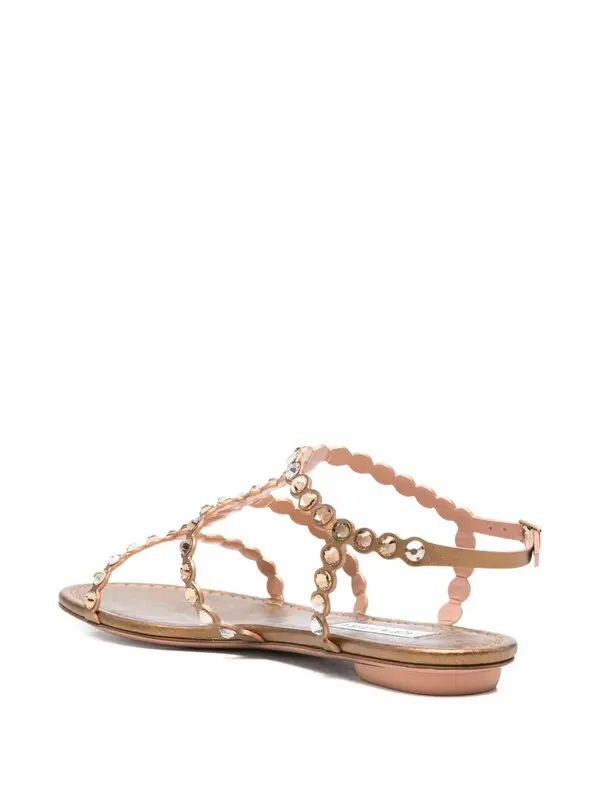 AQUAZZURA Embellished Round Toe Flat Sandals