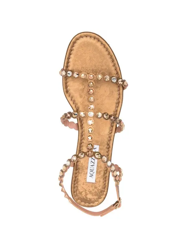 AQUAZZURA Embellished Round Toe Flat Sandals