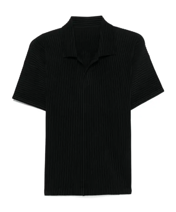 Issey Miyake Homme Plissé Short Sleeve Polo Shirt - Black