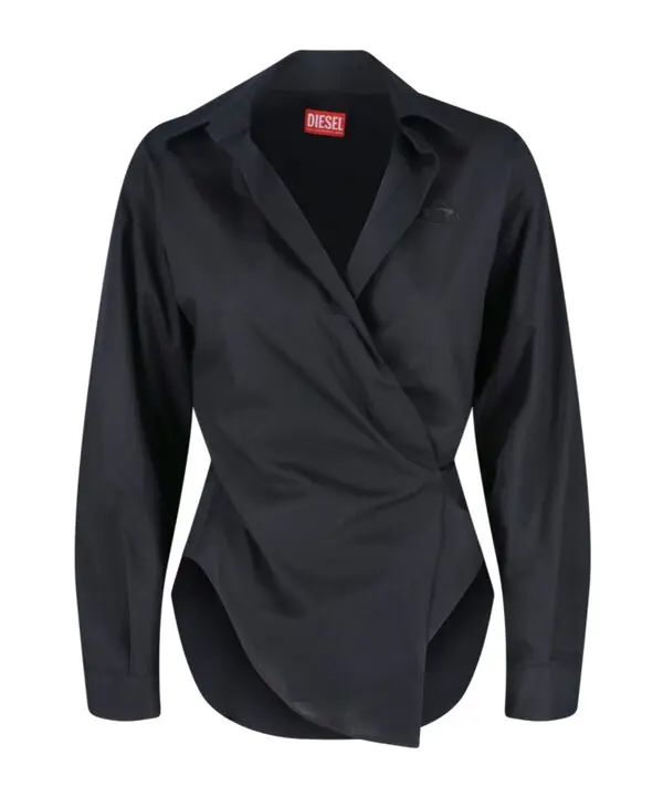 DIESEL® V-neck Long Sleeve Wrap Shirt - Black