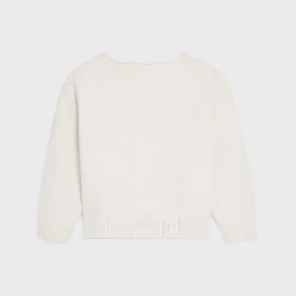 Celine Boatneck Sweater In Wool And Cashmere With Triomphe Embroidery