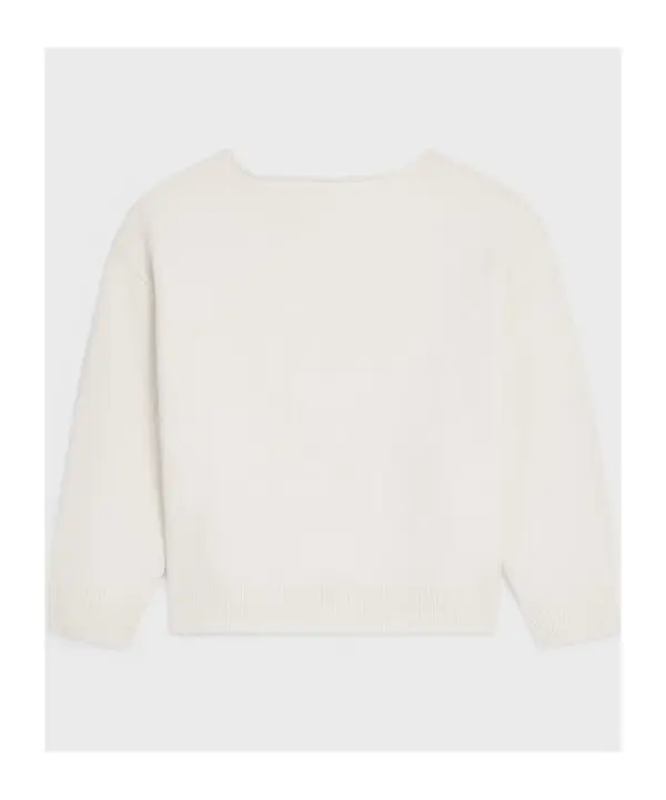 Celine Boatneck Sweater In Wool And Cashmere With Triomphe Embroidery