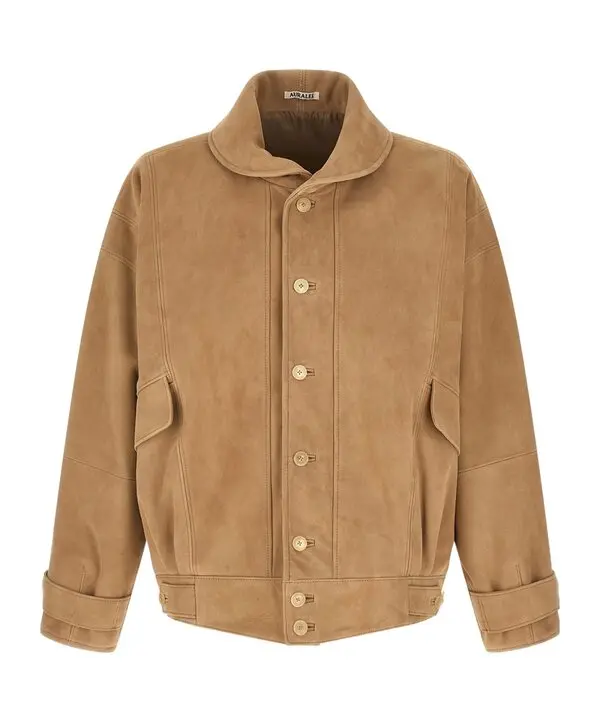 Auralee Suede Bomber Jacket - Brown