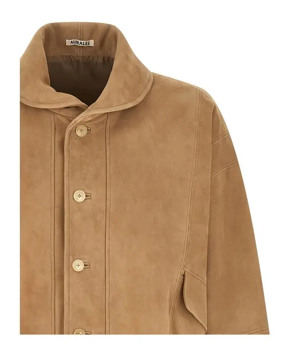 Auralee Suede Bomber Jacket - Brown
