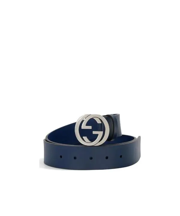 Gucci Double G Buckle Leather Belt - Blue