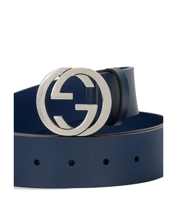 Gucci Double G Buckle Leather Belt - Blue