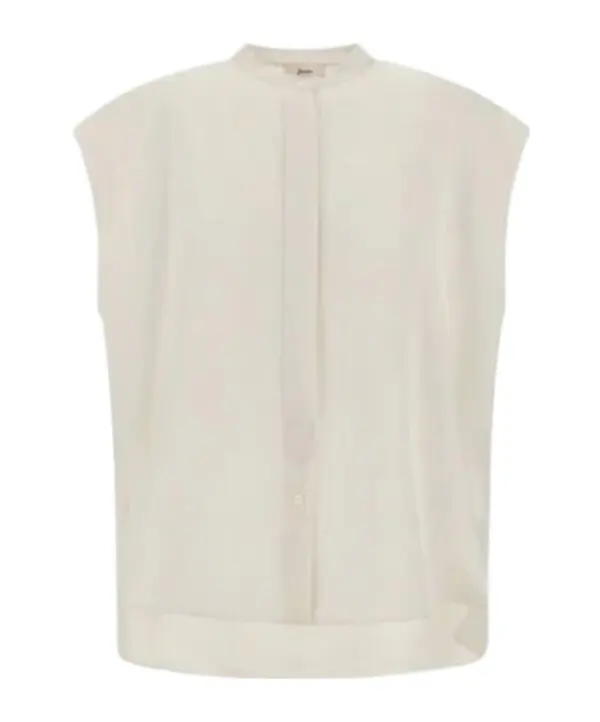 Herno Flap-sleeve Band Collar Shirt