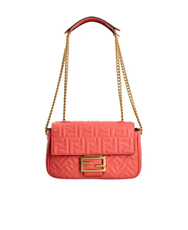 Fendi Baguette Chain Midi Shoulder Bag - Red