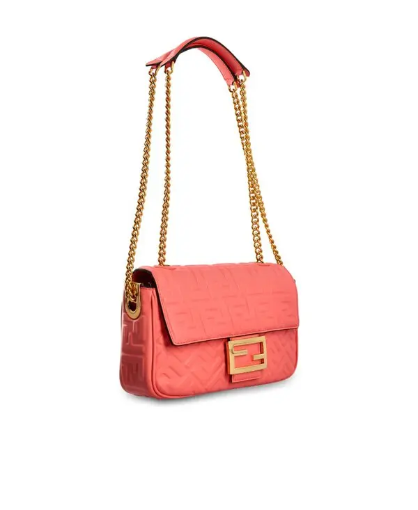 Fendi Baguette Chain Midi Shoulder Bag - Red