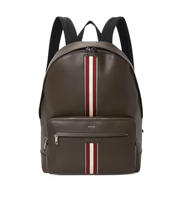 Bally Zippered Leather Backpack - Brown
