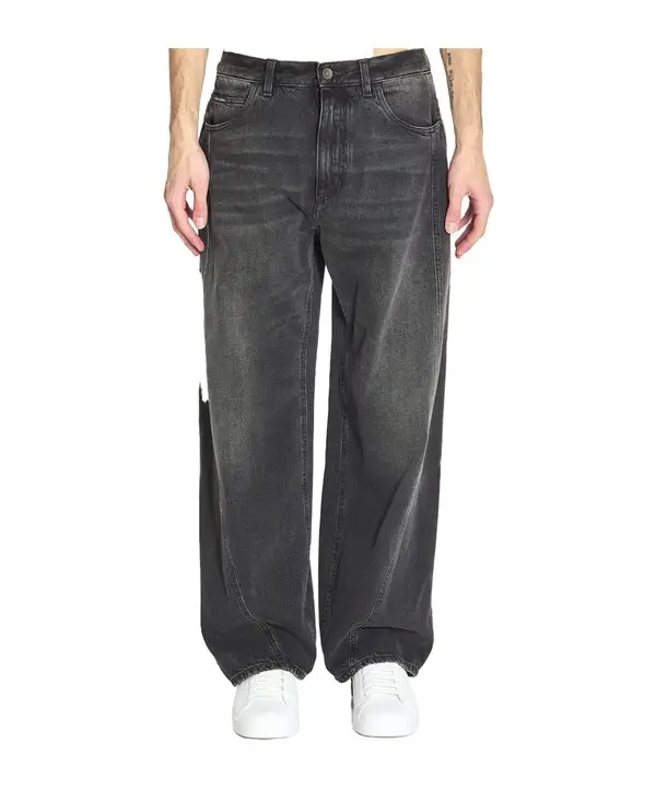 Dolce & Gabbana Wide Leg Jeans With Logo Plaque
