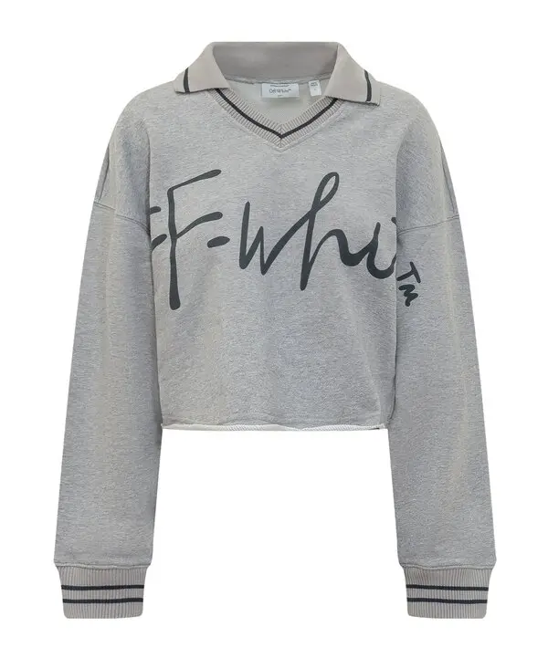 Off-White Logo Print V-neck Sweatshirt - Gray