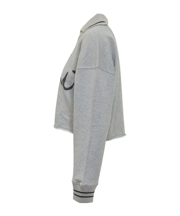 Off-White Logo Print V-neck Sweatshirt - Gray