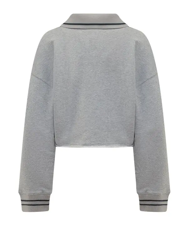Off-White Logo Print V-neck Sweatshirt - Gray