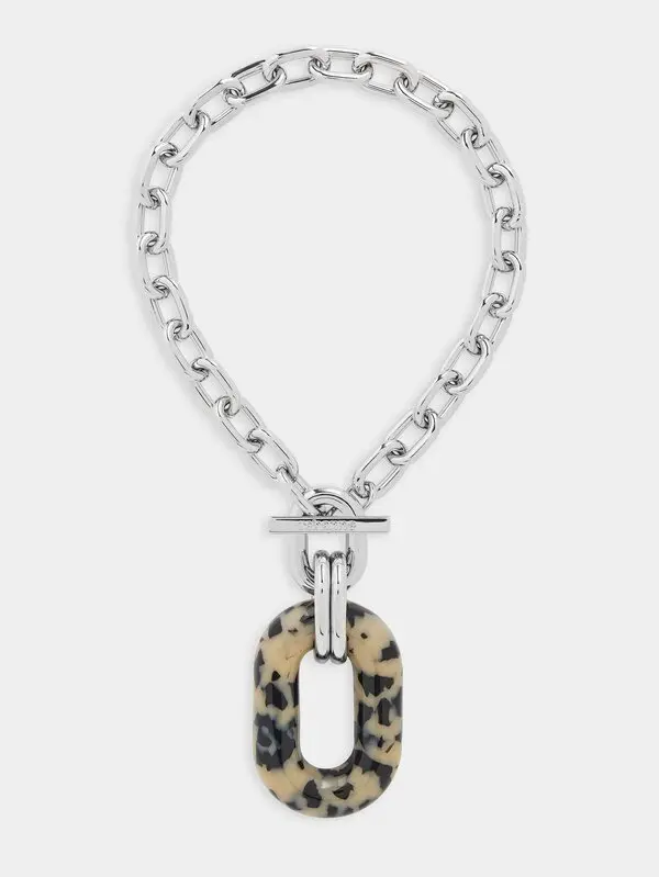 Rabanne Link Tortoiseshell Necklace - Silver/tortoise