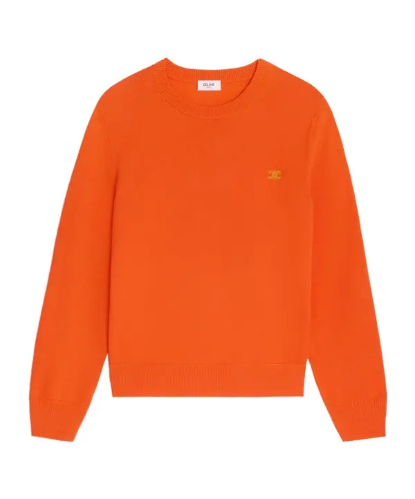 Celine Crewneck Sweater In Fine Wool - Orange