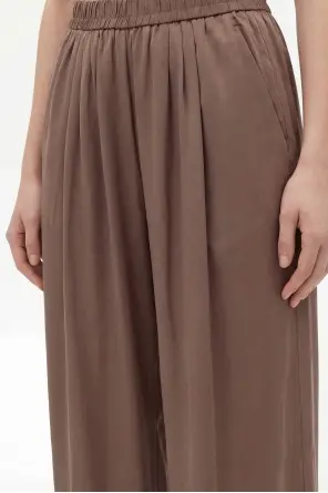 FORTE_FORTE Pleated Wide-leg Trousers - Brown