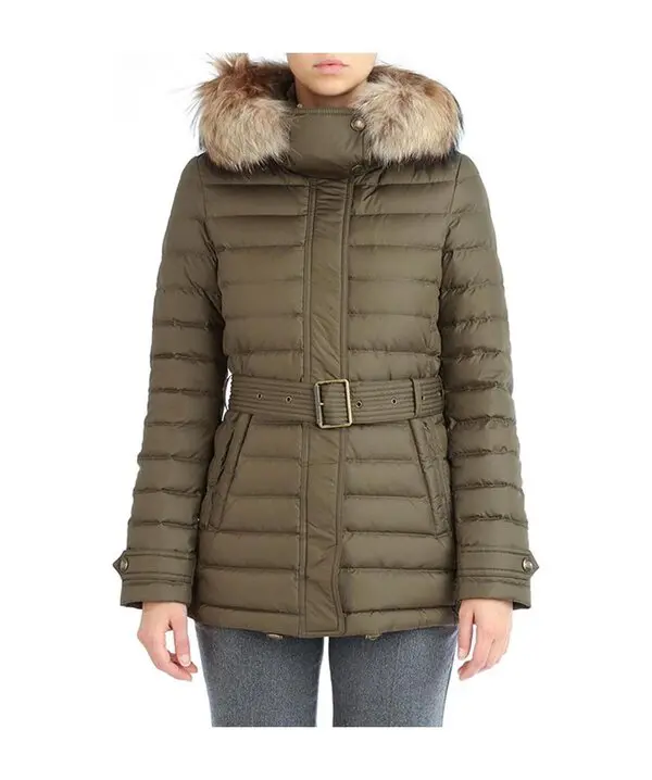 Burberry Hooded Quilted Cotton-padded Suit With Fur Trim - Green