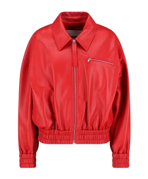 JIL SANDER Cropped Zip-up Jacket - Red