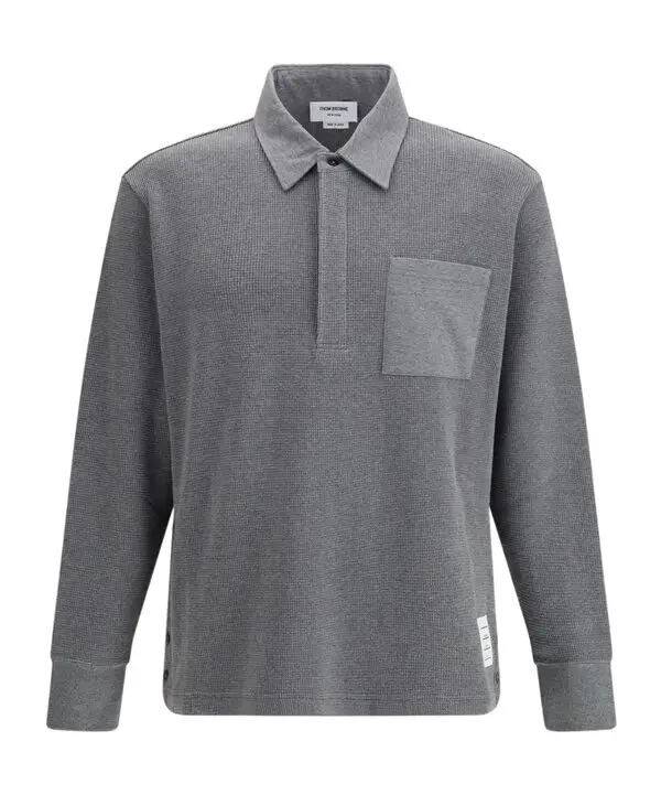 Thom Browne Logo Patch Polo Shirt - Medium Gray