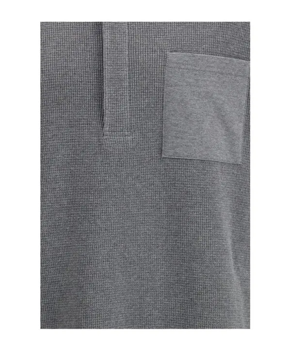 Thom Browne Logo Patch Polo Shirt - Medium Gray