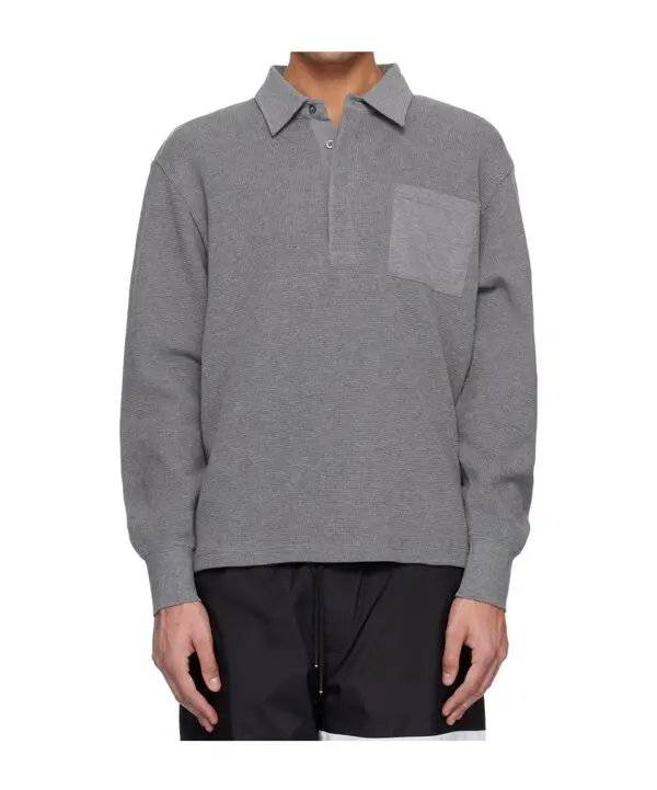 Thom Browne Logo Patch Polo Shirt - Medium Gray