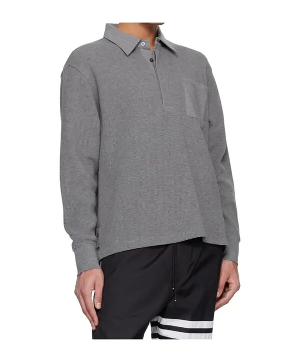 Thom Browne Logo Patch Polo Shirt - Medium Gray