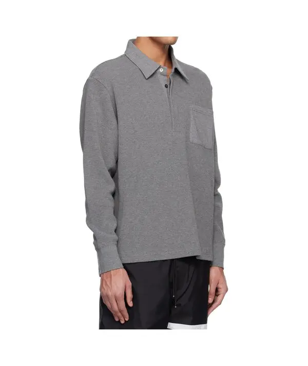 Thom Browne Logo Patch Polo Shirt - Medium Gray