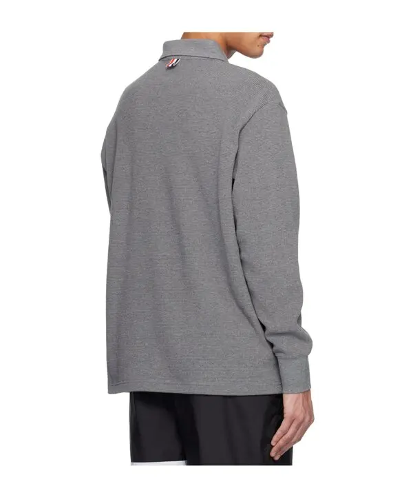 Thom Browne Logo Patch Polo Shirt - Medium Gray