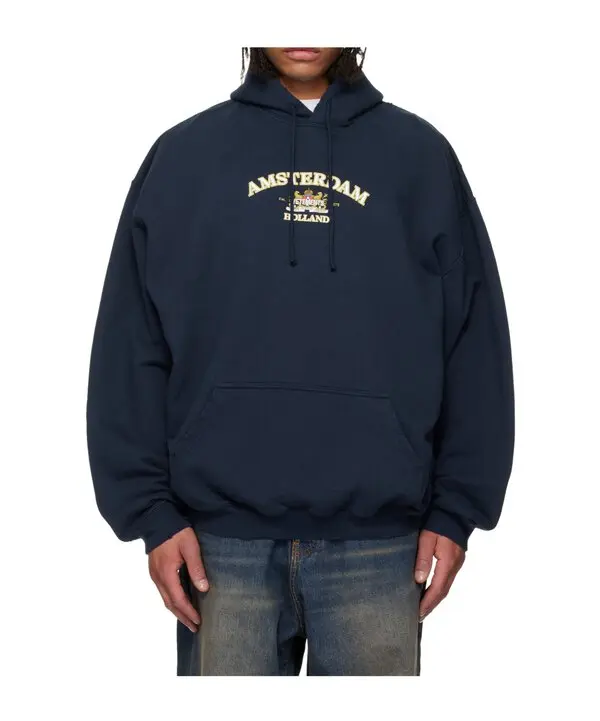 Vetements Holland Tourist Long-sleeve Hoodie - Washed Navy Blue