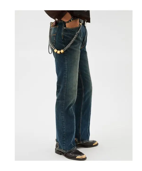 Versace Distressed Straight-leg Jeans - Blue