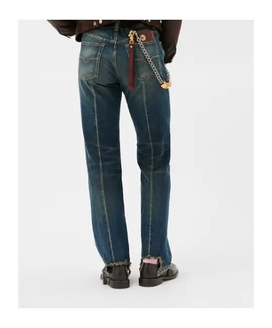 Versace Distressed Straight-leg Jeans - Blue