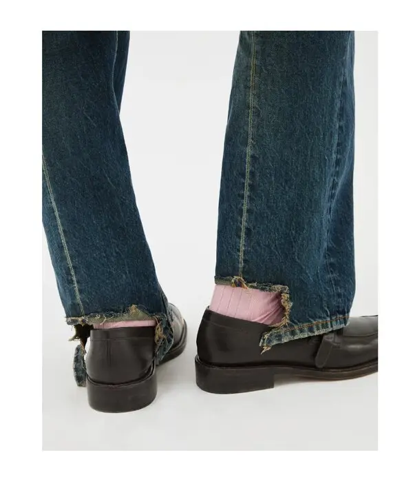 Versace Distressed Straight-leg Jeans - Blue