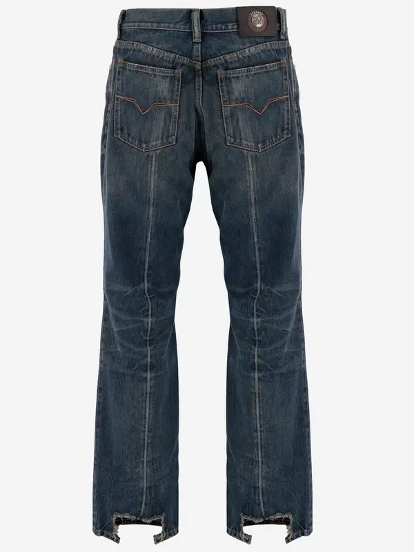 Versace Distressed Straight-leg Jeans