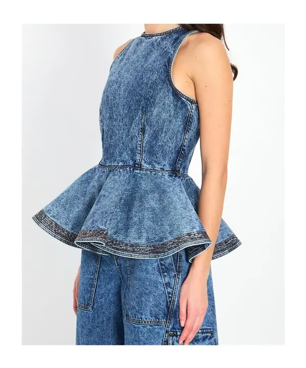 Alaïa Peplum Denim Top