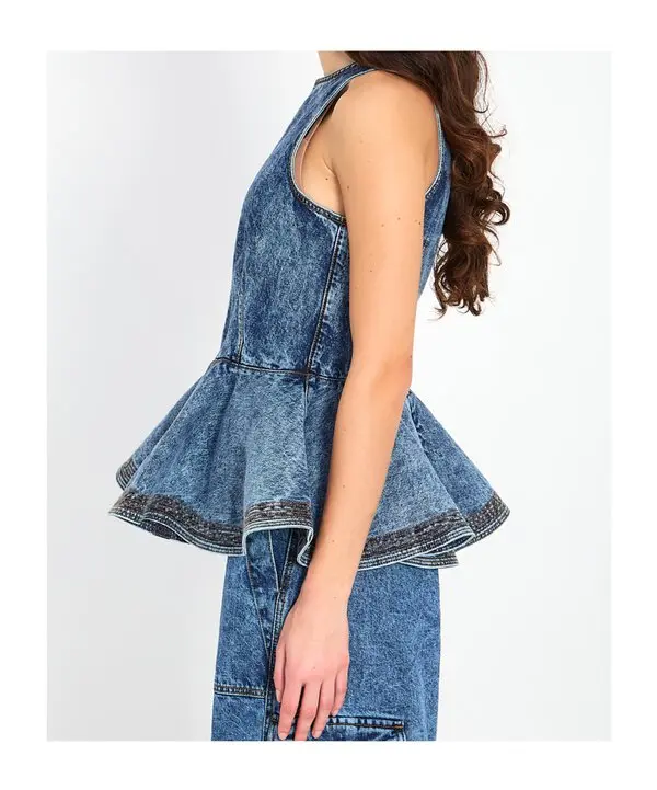 Alaïa Peplum Denim Top