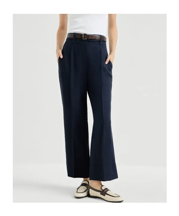 Brunello Cucinelli Fluid Twill Cigarette Trousers - Black