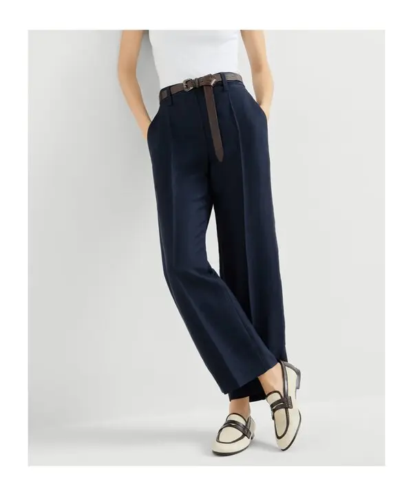 Brunello Cucinelli Fluid Twill Cigarette Trousers - Black