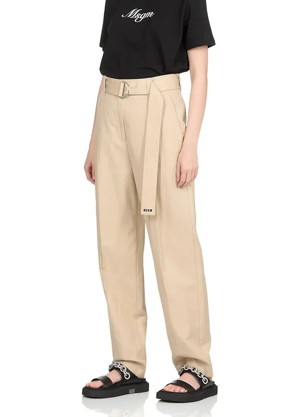 MSGM Belted Straight-leg Trousers - Nude