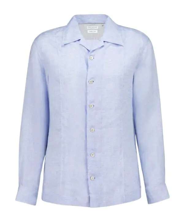 Brunello Cucinelli Crête Detailed Easy Fit Shirt - Blue