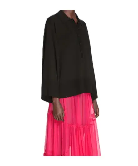Dries Van Noten Buttoned Polo Top With Wide Sleeves